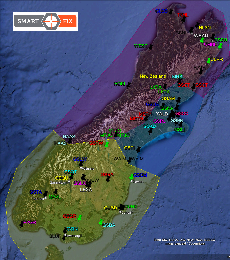 SmartFix - Reference Stations in the South Island