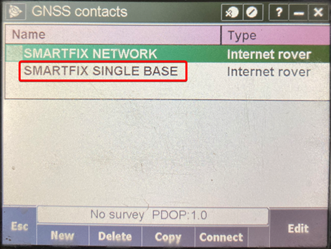 How to connect to SmartFix using single base on the Trimble TSC3