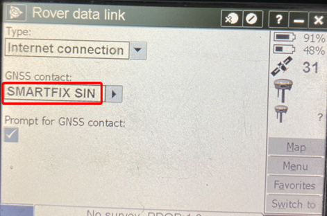 How to connect to SmartFix using single base on the Trimble TSC3